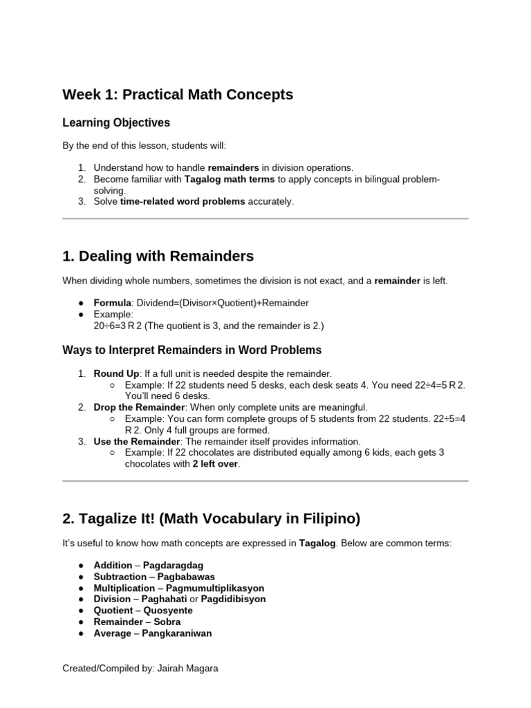 Practical Math Concepts for Students | PDF | Arithmetic | Mathematics