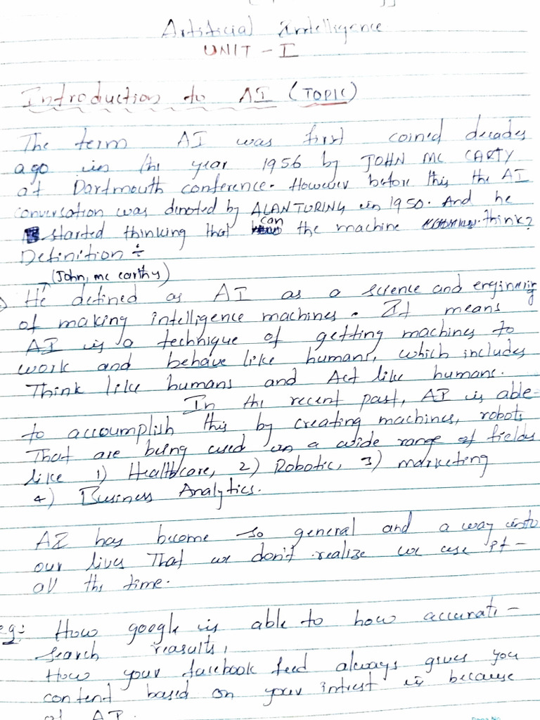 Artificial Intelligence Unit I Pdf