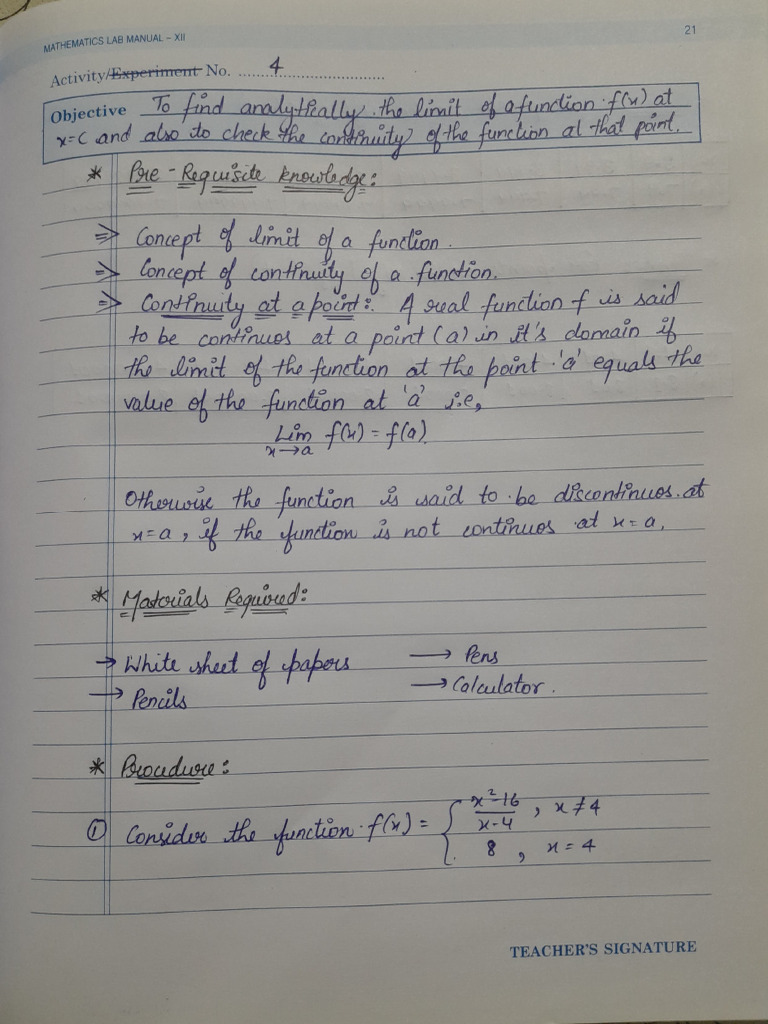 Mathematics Lab Manual XII: Continuity | PDF