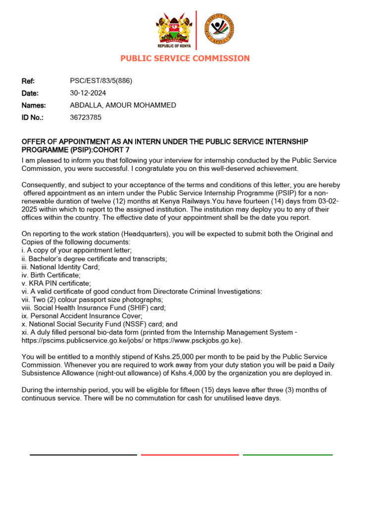 RPT Interns Offer Letter | PDF | Government | Government And Personhood