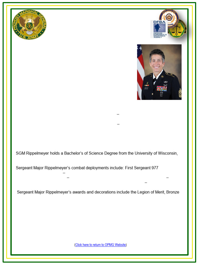 Sergeant Major Dawn Rippelmeyer The Army Provost Sergeant Major | PDF