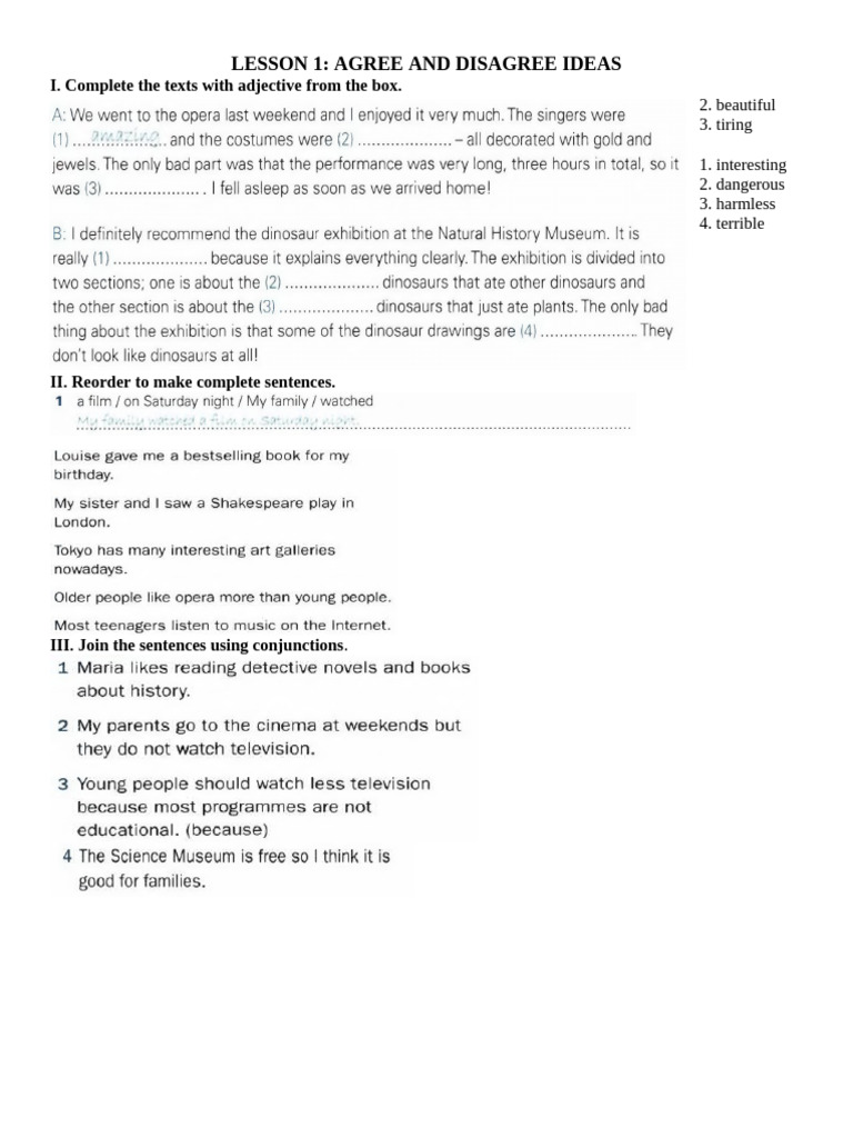 Lesson 1 Writing KEY | PDF