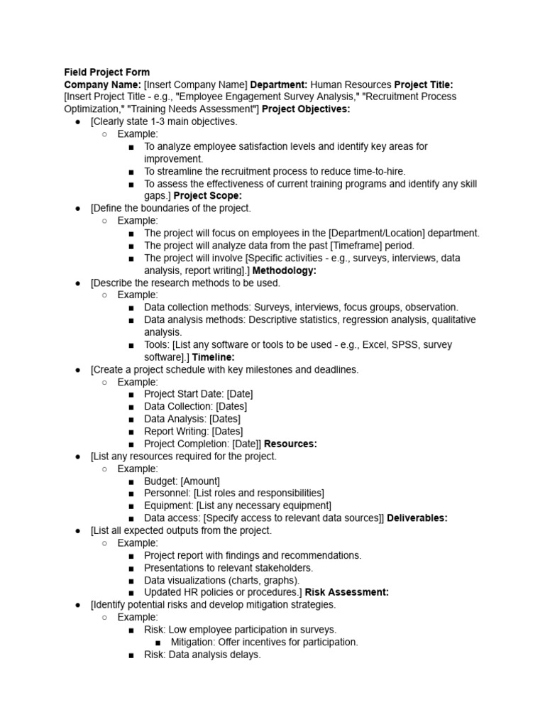 Share Field Project Form Any Company On Human Resource | PDF | Data ...