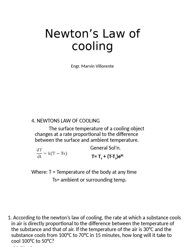 Newtons Law of Cooling | PDF