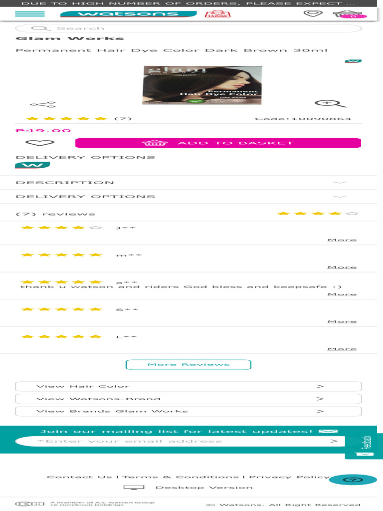 Glam Works Permanent Hair Dye Color Dark Brown 30ml Watsons Philippines ...