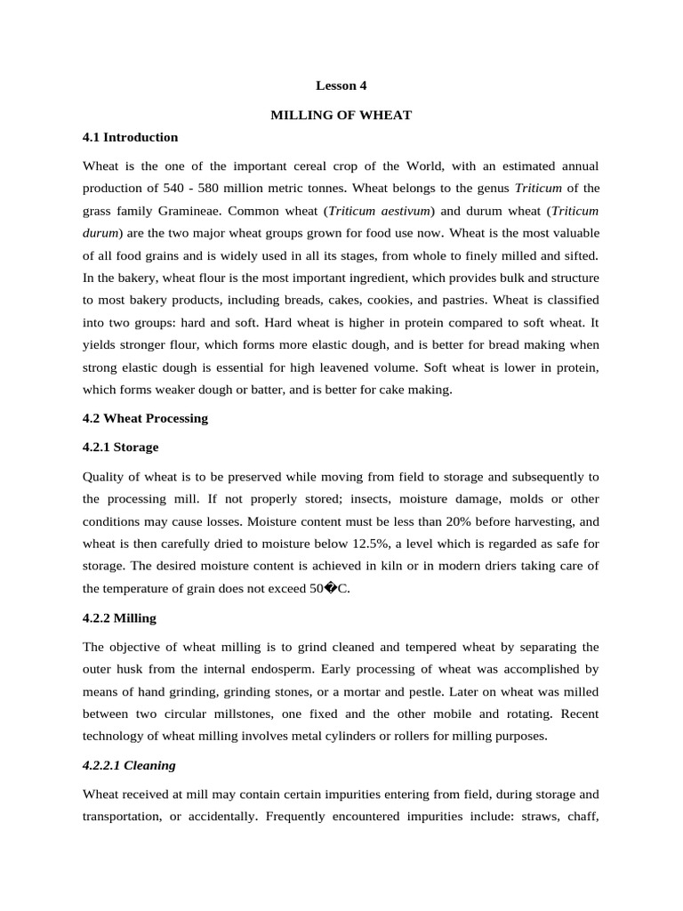 Wheat Milling Process Explained | PDF | Flour | Wheat