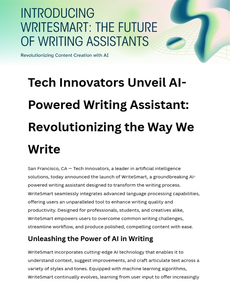 Tech Innovators Unveil AI-Powered Writing Assistant Revolutionizing the ...