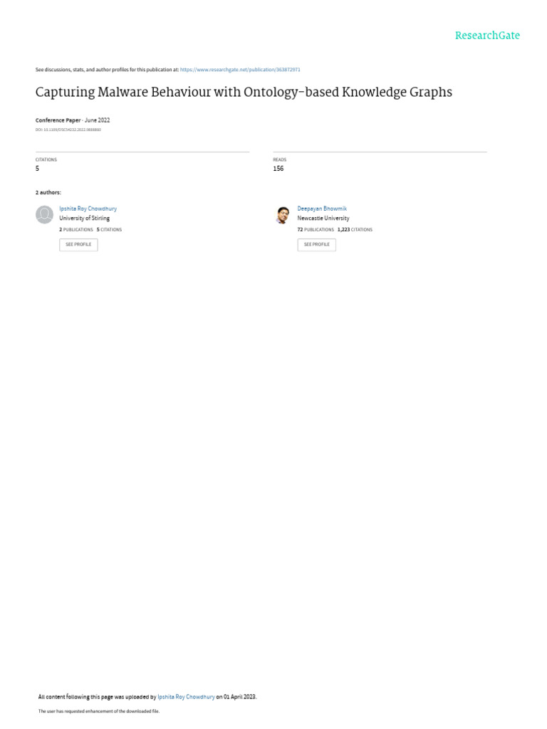 Capturing Malware Behaviour With Ontology-Based Knowledge Graphs | PDF | Malware | Ontology ...