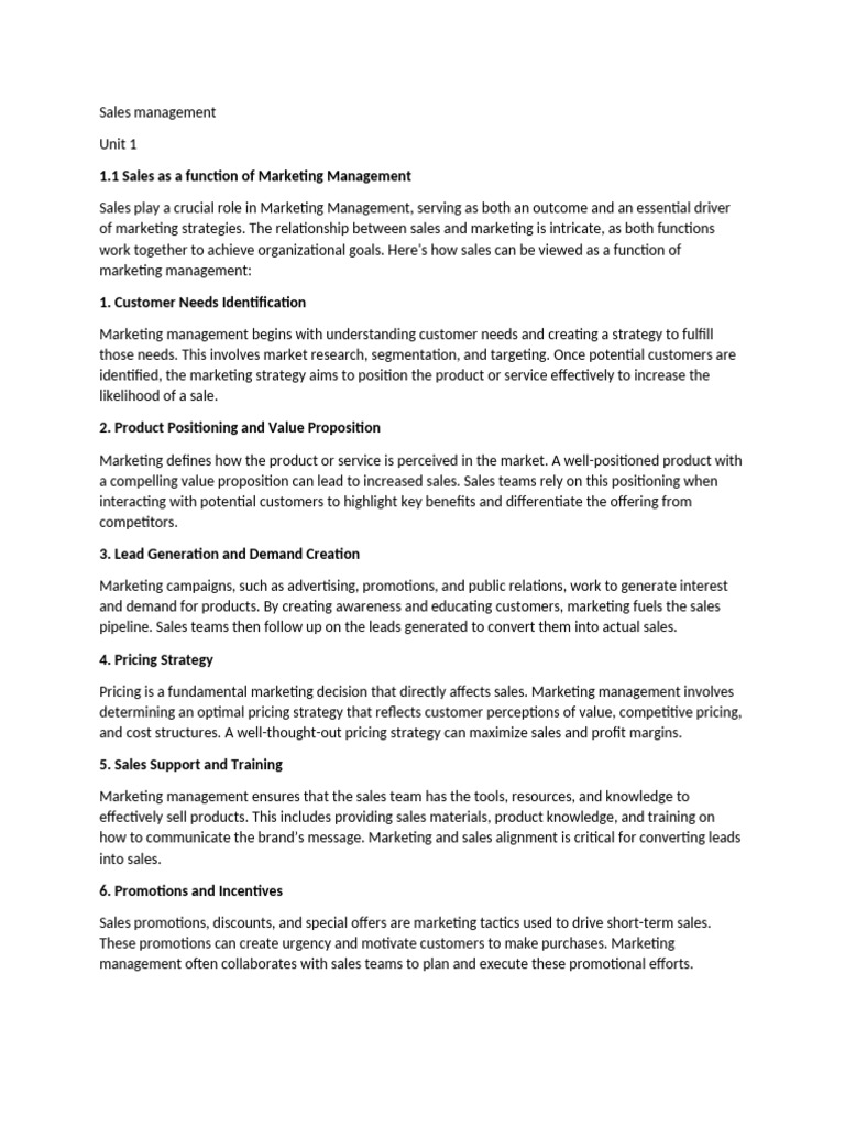 Sales management | PDF | Sales | Marketing