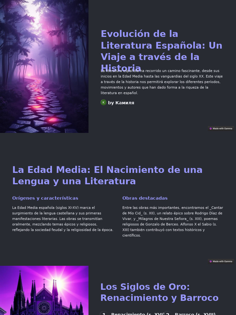 Evolucion de La Literatura Espanola Un Viaje A Traves de La Historia | PDF | Literatura española