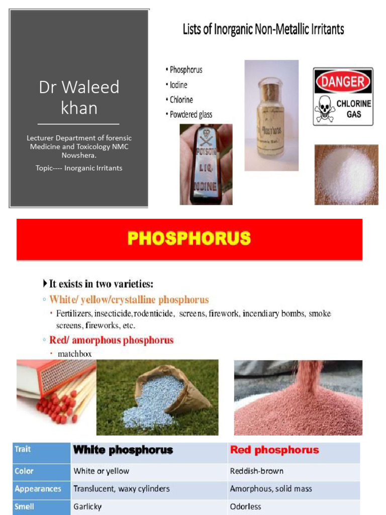 Toxicology 2. Inorganic Non Metalic Irritant Poisoning | PDF