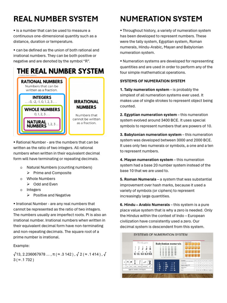 Real Numbers and Numeration Systems | PDF | Numbers | Decimal