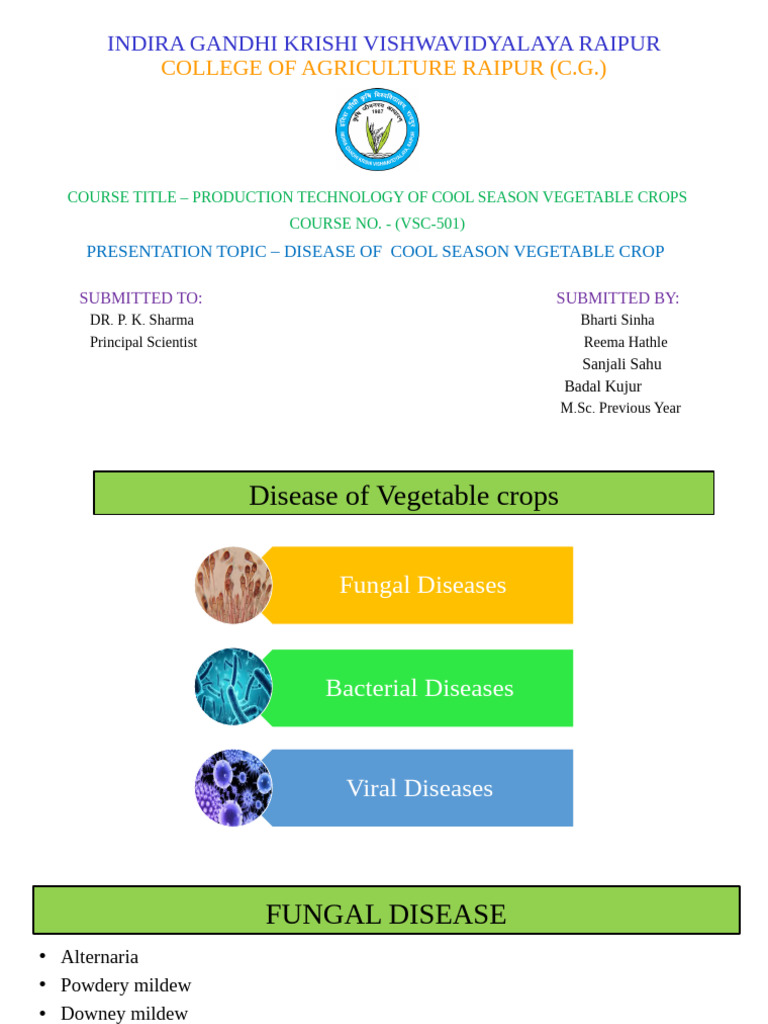 Cool Season Vegetable Crop Diseases | PDF | Plant Virus | Potato