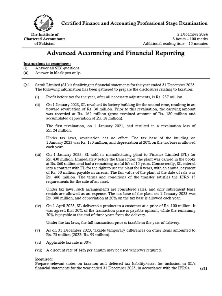 CFAP 1 Winter 2024 | PDF | Bonds (Finance) | Equity (Finance)