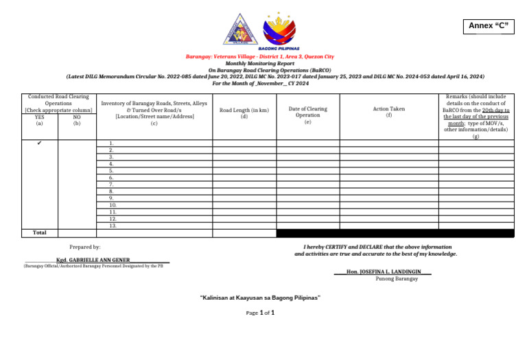 BARCO_Annex_C_BLANK | PDF