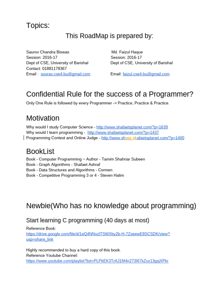 CP RoadMap (Personal From BU) | PDF | Algorithms | Discrete Mathematics