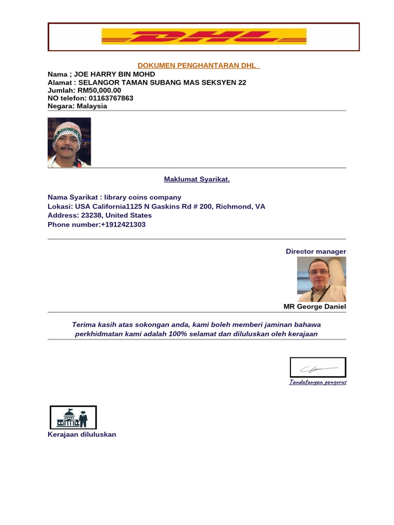 DHL Delivery Document . | PDF