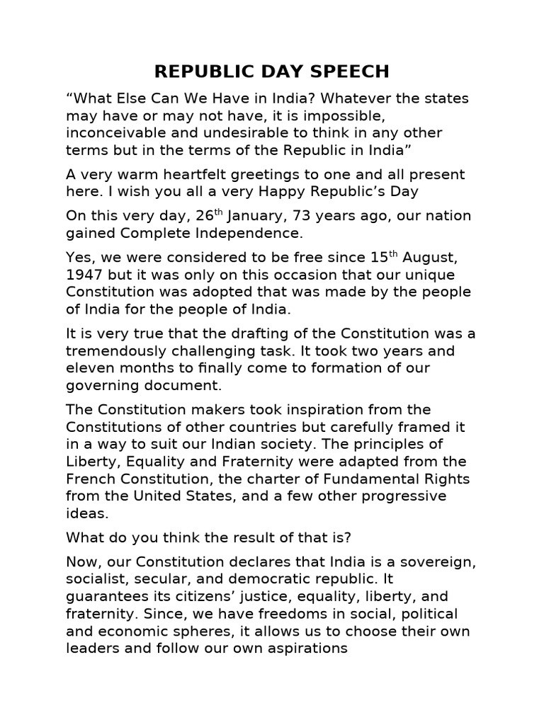 Republic Day Speech | PDF