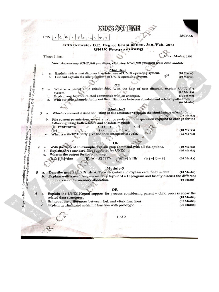 18CS56 Previous Year Paper | PDF