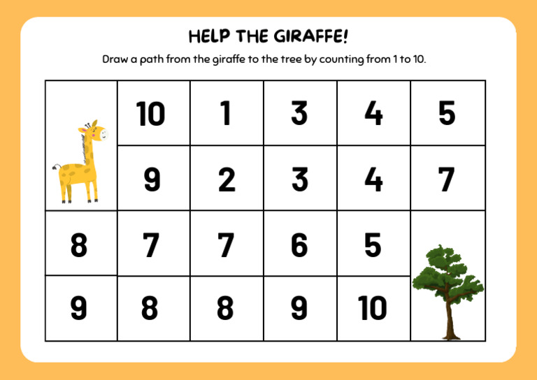 Giraffe Counting Path Activity | PDF