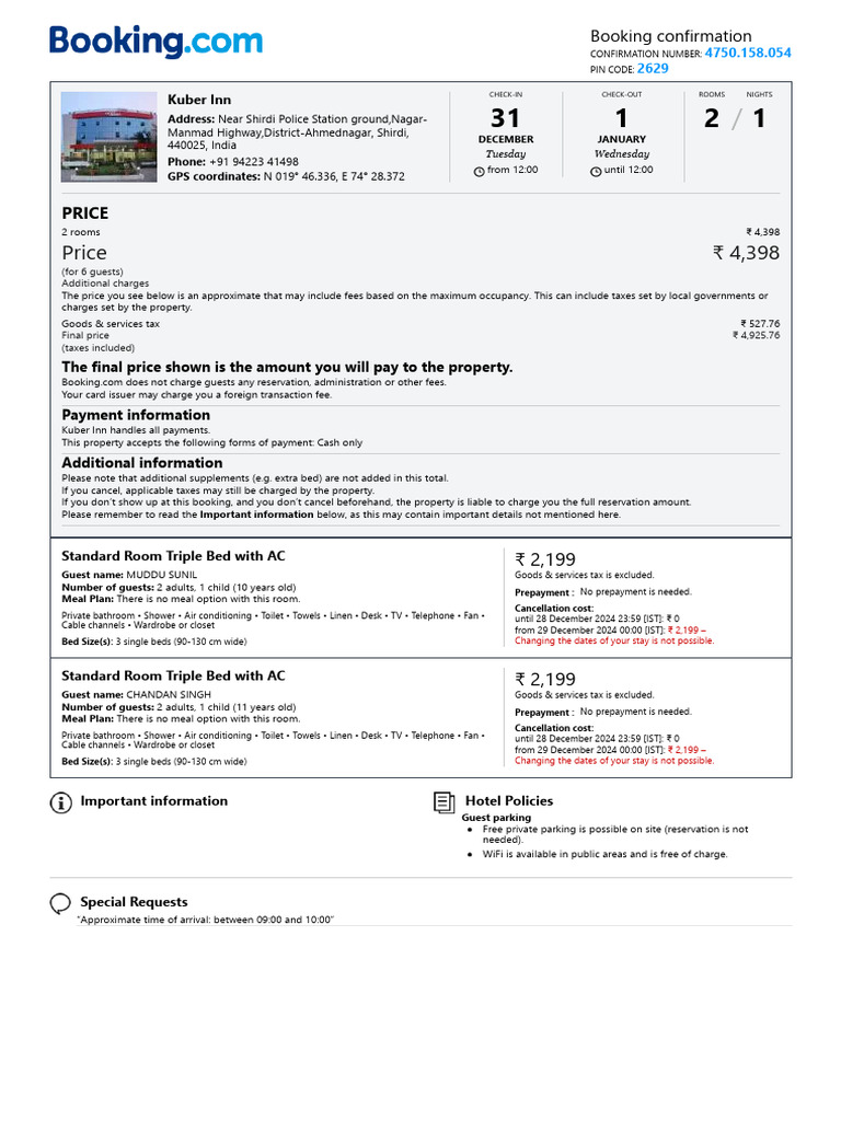 Hotel Booking | PDF | Fee | Taxes