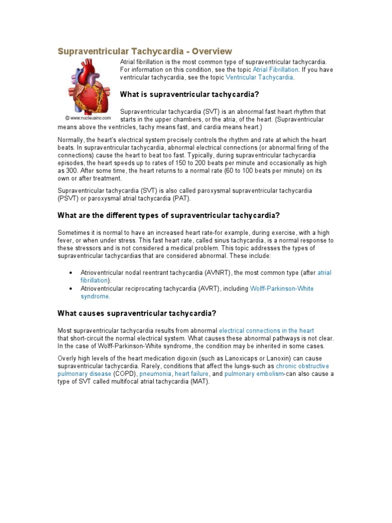 Supraventricular Tachycardia Overview | PDF | Cardiac Arrhythmia | Heart