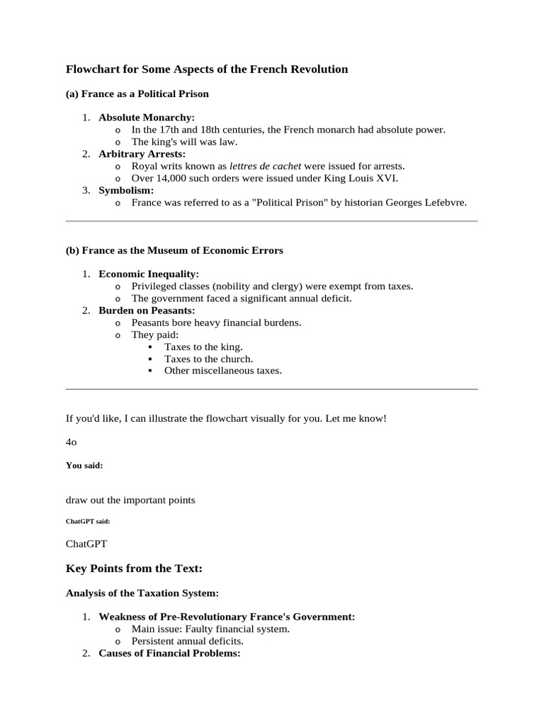 Flowchart For Some Aspects of The French Revolution | PDF | Taxes ...