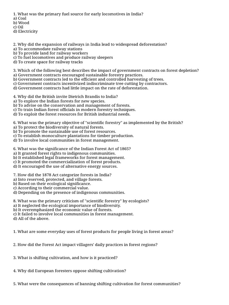 class 9 history important questions | PDF | Forestry | Forests
