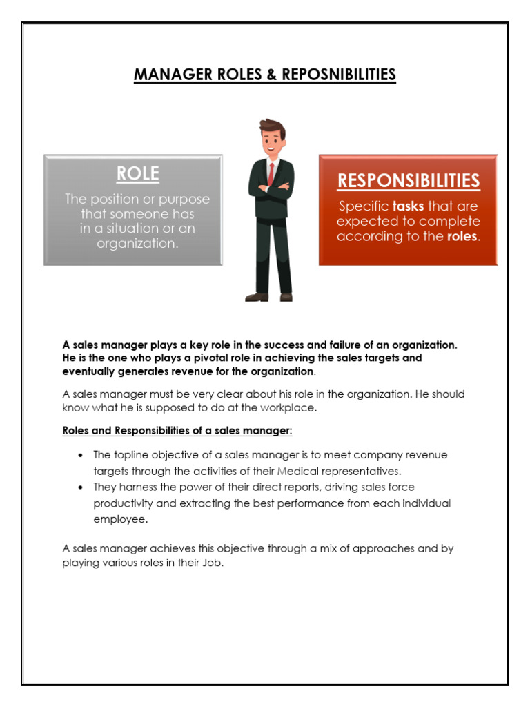 Manager Roles Responsibilities | PDF | Sales | Marketing