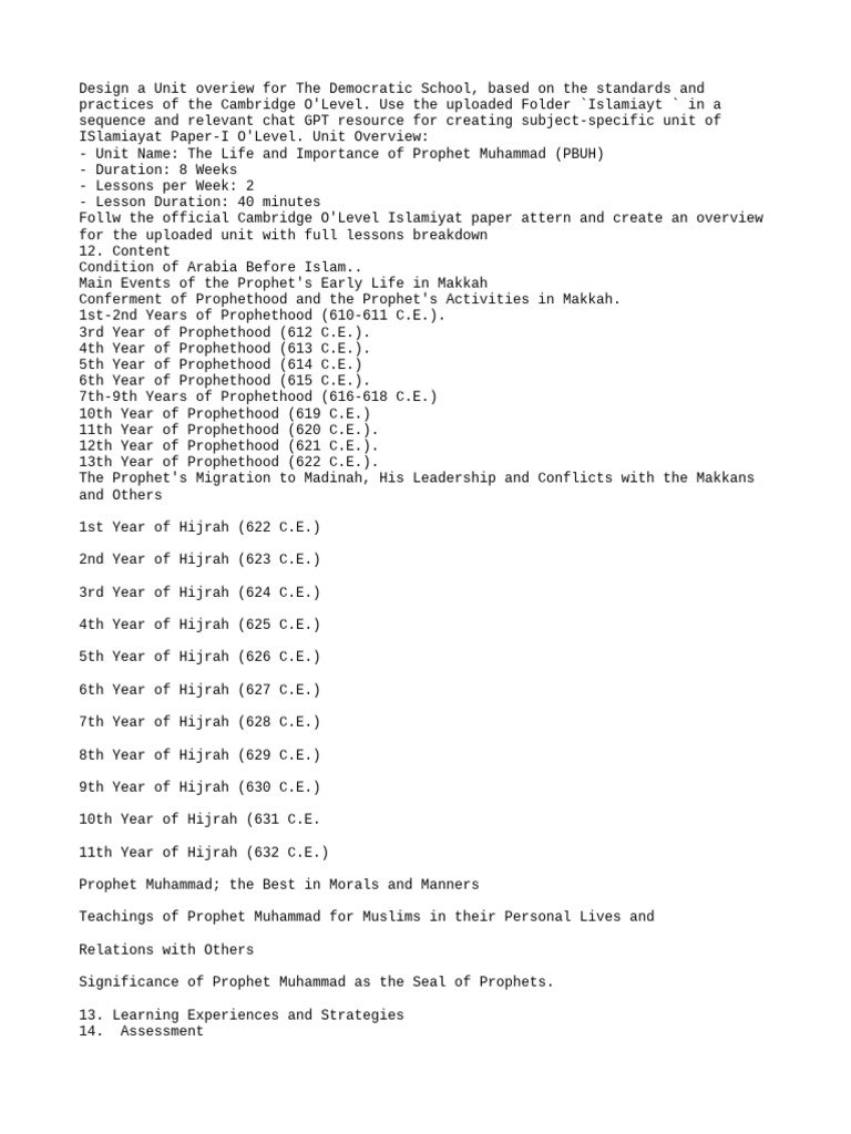 Design A Unit Overiew For The Democ | PDF