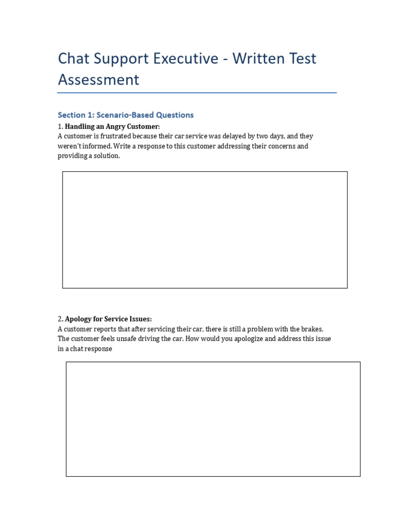 Chat Assessment Test for Executives | PDF
