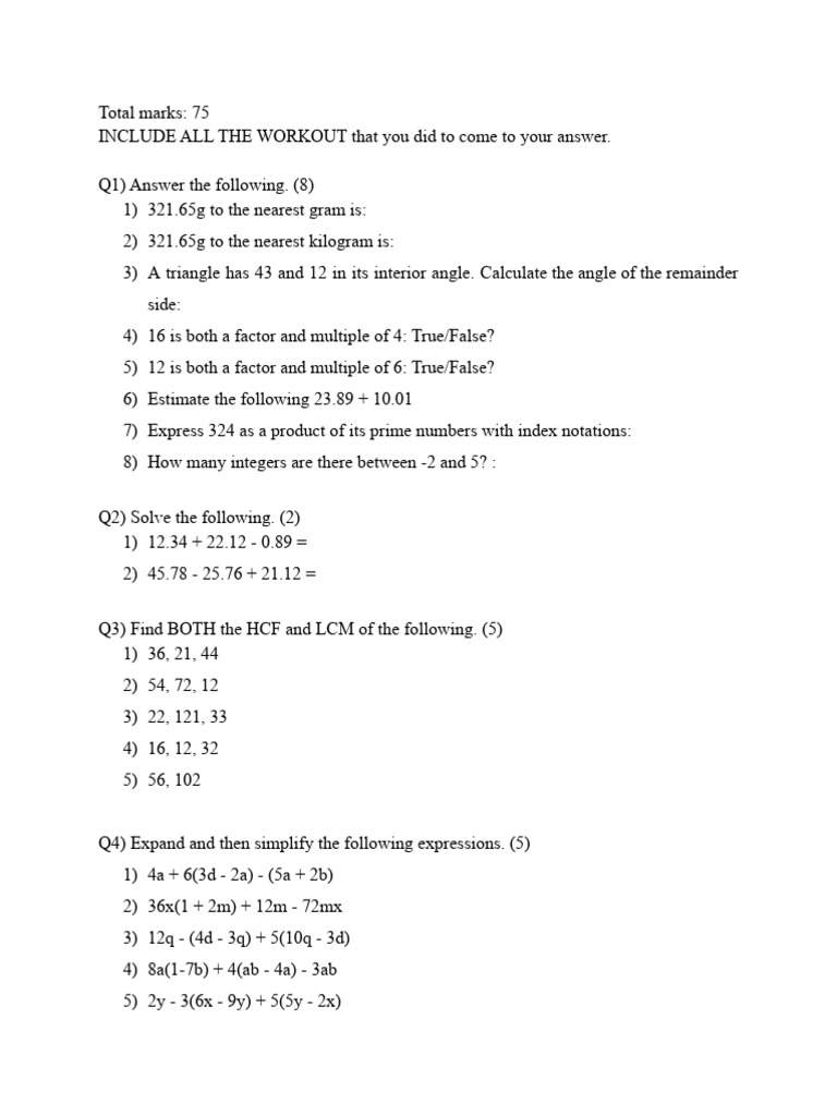 Math-Full Syllabus WS (1) | PDF | Mathematical Concepts | Abstract Algebra