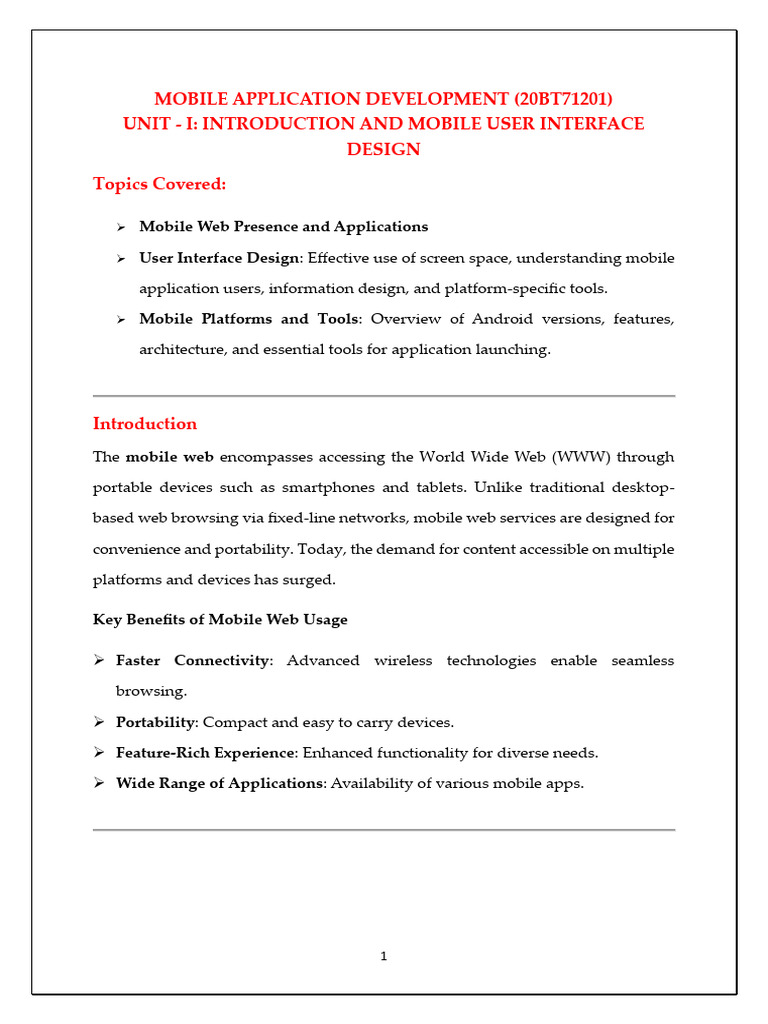 Mobile Application Development-full Material | PDF | Model–View–Controller | Mobile App