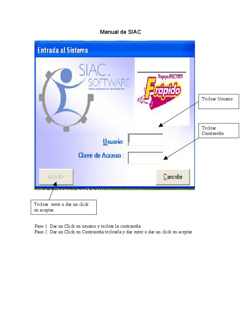 Guía de Uso del Sistema SIAC | PDF | Contraseña | Cheque