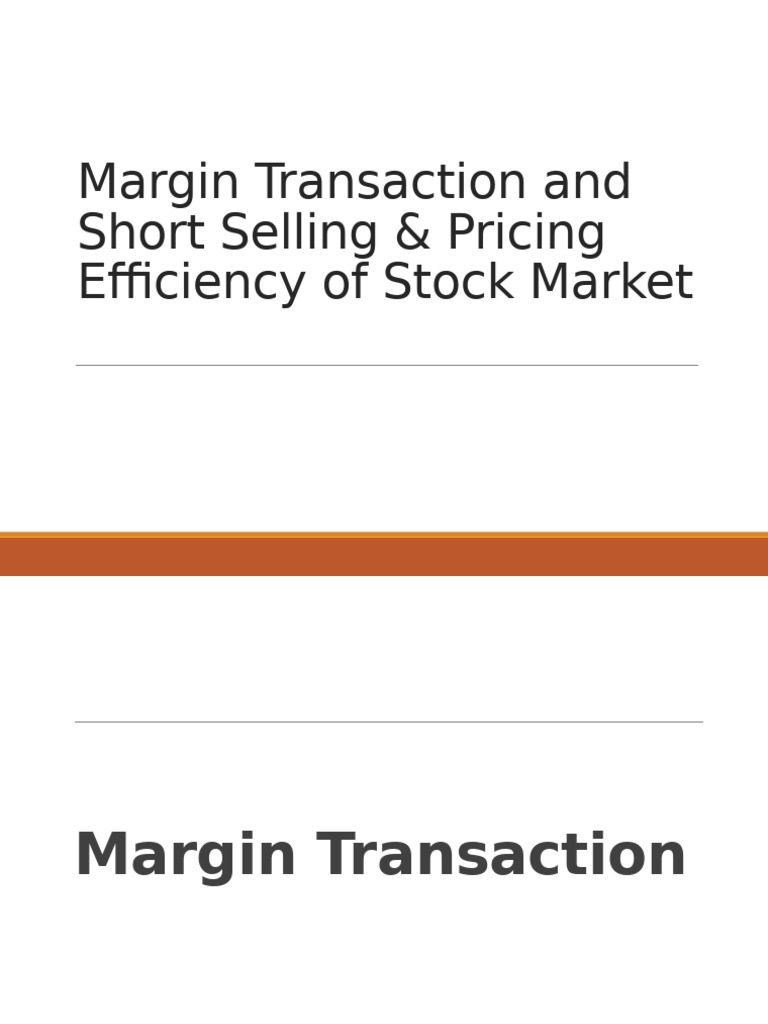TFM-Margin Transaction and Short Selling | PDF | Margin (Finance ...