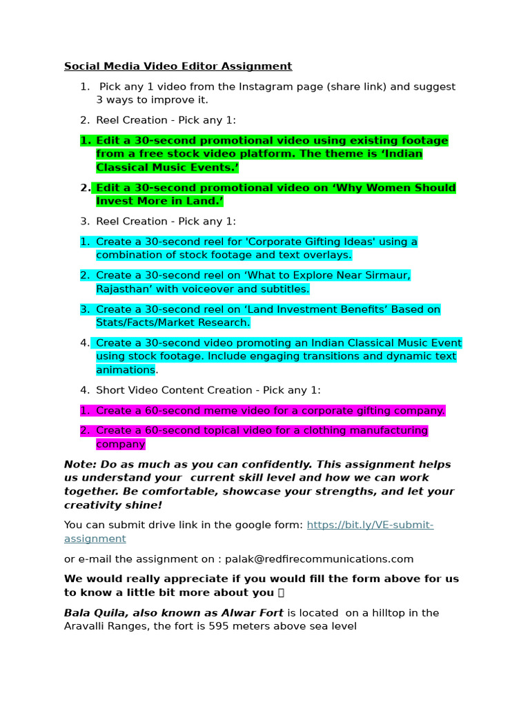 Social Media Video Editor Assignment | PDF