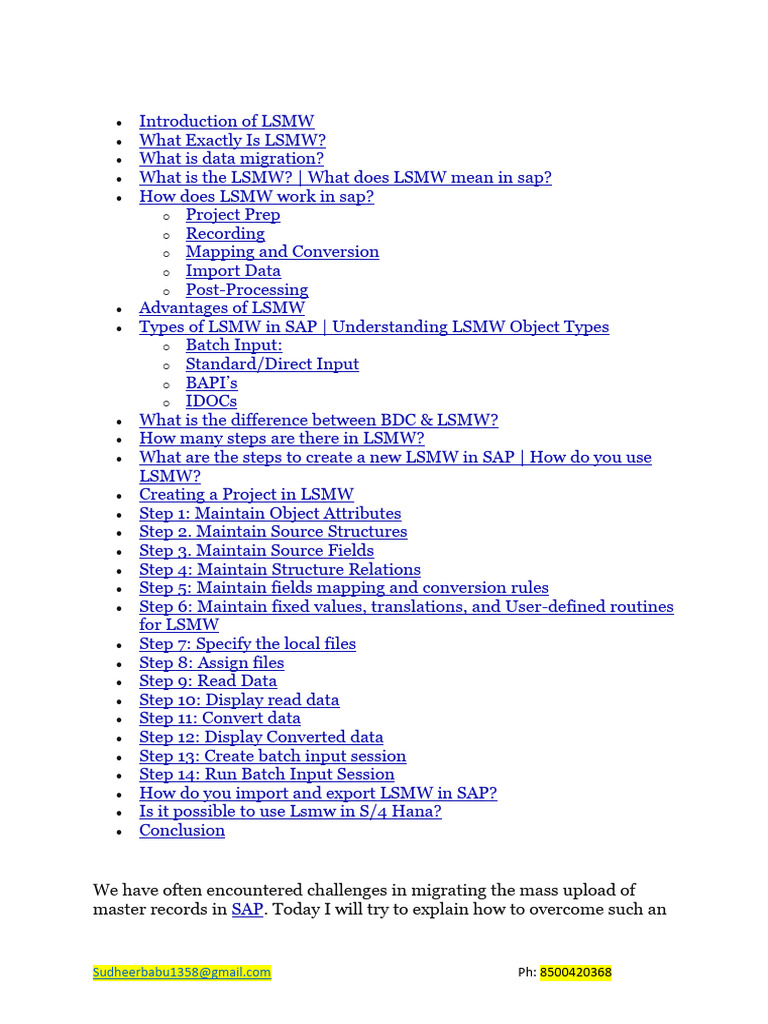 Overview of LSMW | PDF | File Format | Computer File