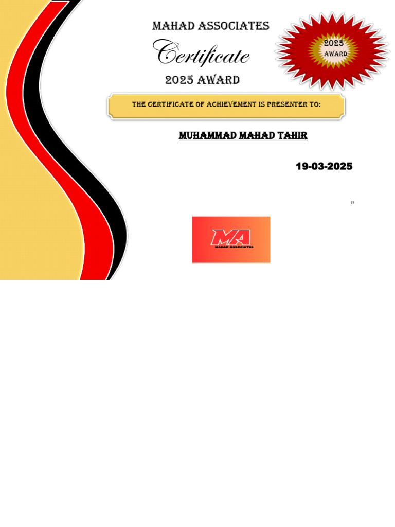 2025 Achievement Award Certificate | PDF
