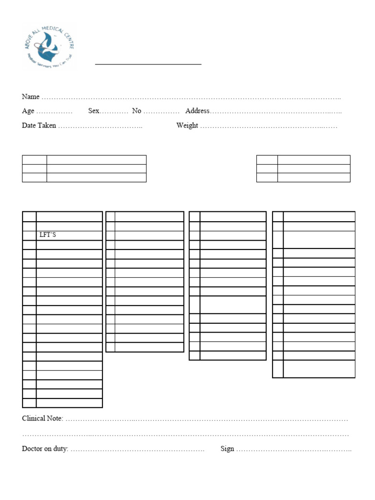 Above All Medical Centre Lab Request Form | PDF | Medical Specialties ...