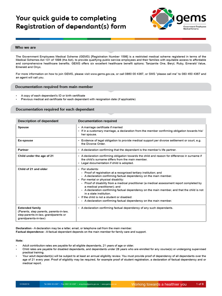 GEMS Dependant Registration Guide | PDF | Medicine | Medical Diagnosis