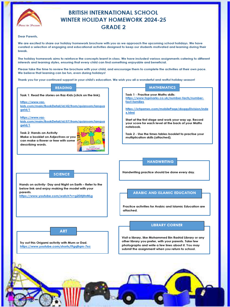 Grade 2 Winter Holiday Homework | PDF | Homework