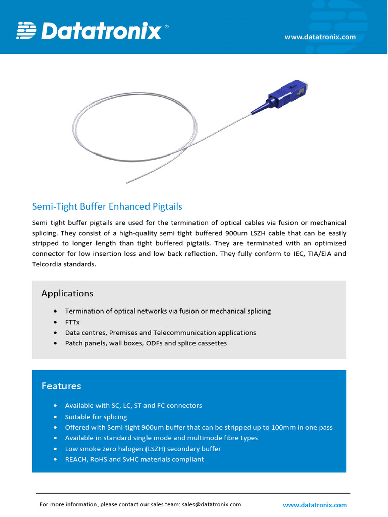 DT_Semi_Tight_Buffer_Pigtails_Rev.1.0.3 | PDF | Equipment | Electronics