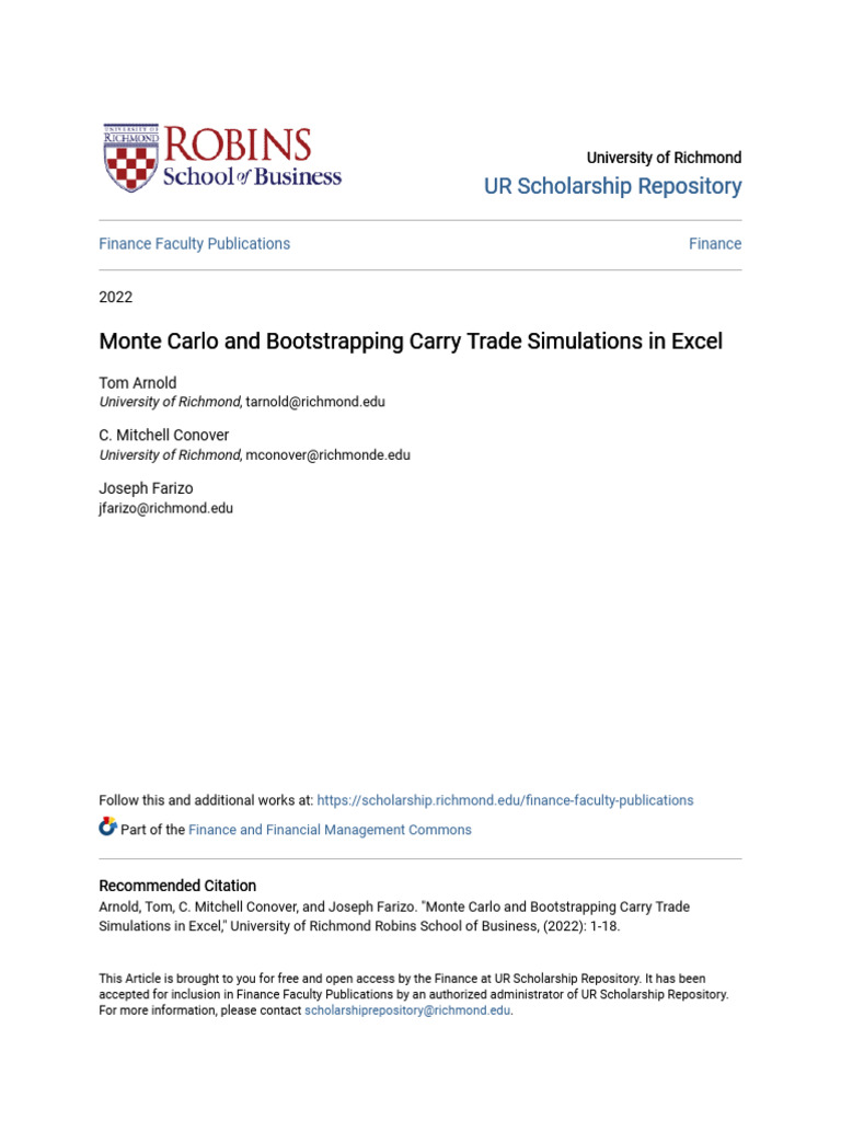 Monte Carlo and Bootstrapping Carry Trade Simulations in Excel | PDF ...
