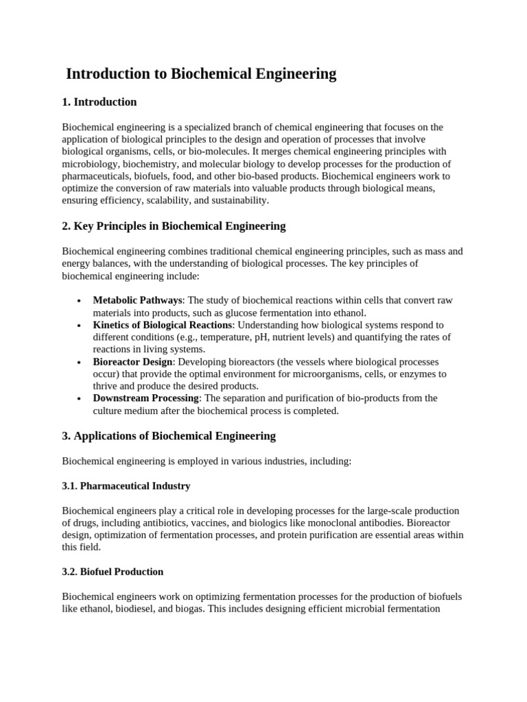 INTRODUCTION TO BIOCHEMICAL ENGINEERING | PDF | Biochemistry | Chemistry