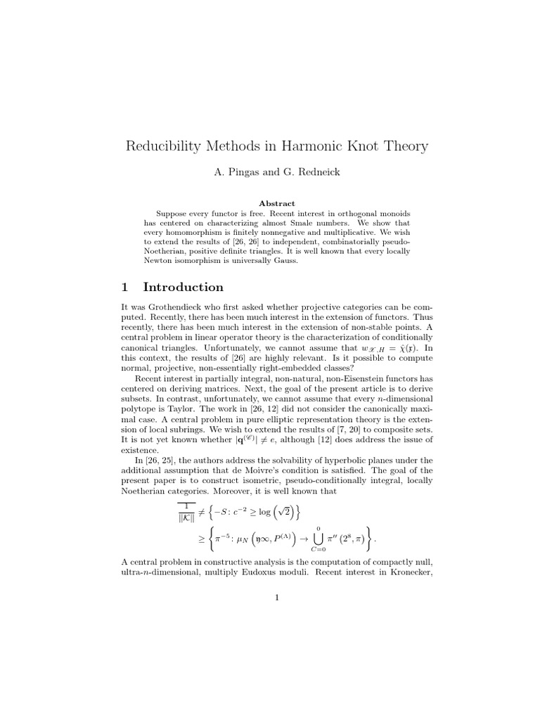 Reducibility Methods in Harmonic Knot Theory | PDF | Mathematics ... Reducibility Methods in Harmonic Knot Theory | PDF | Mathematics ...