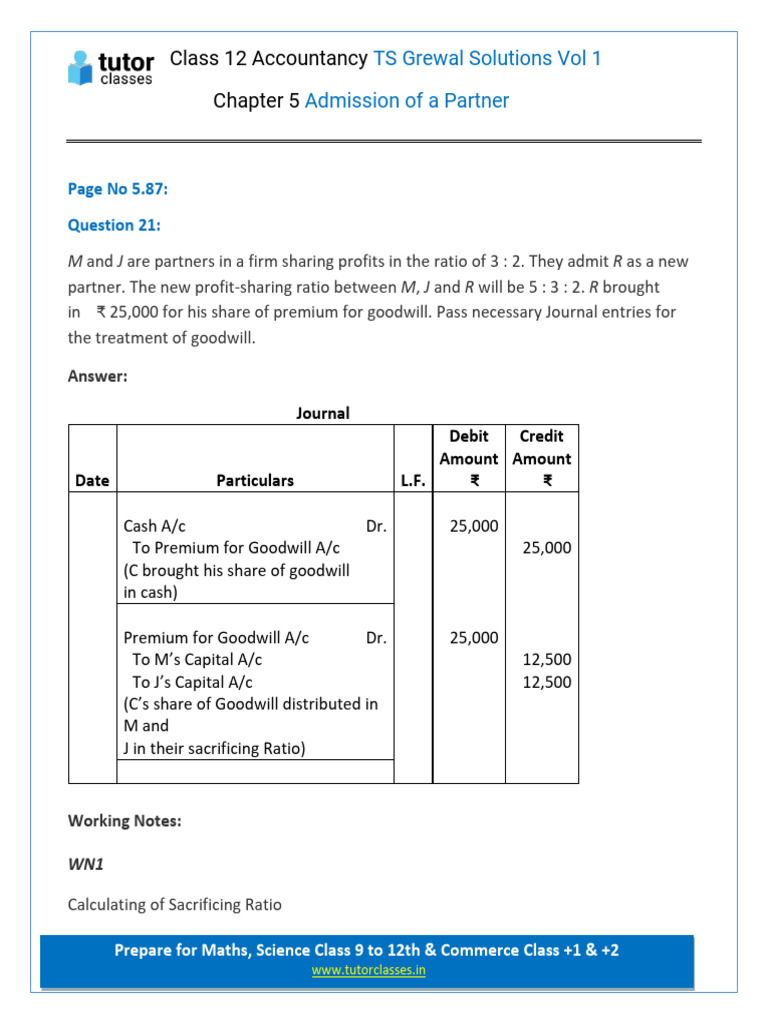Ch5 Admission of A Partner Q21 40 | PDF | Debits And Credits | Goodwill ...