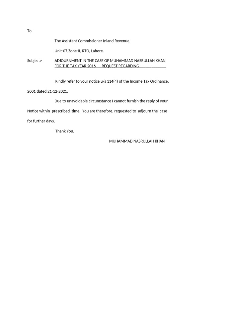 Adjournment letter | PDF | Public Finance | Payments