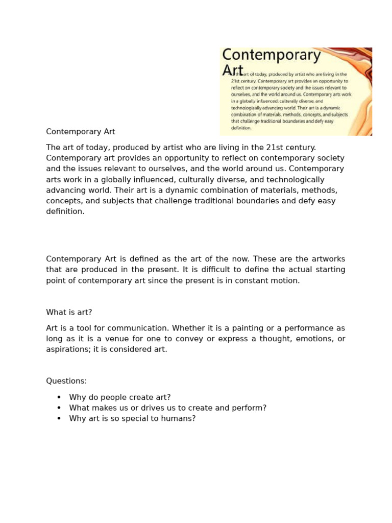 Contemporary Art | PDF | The Arts | Fine Art