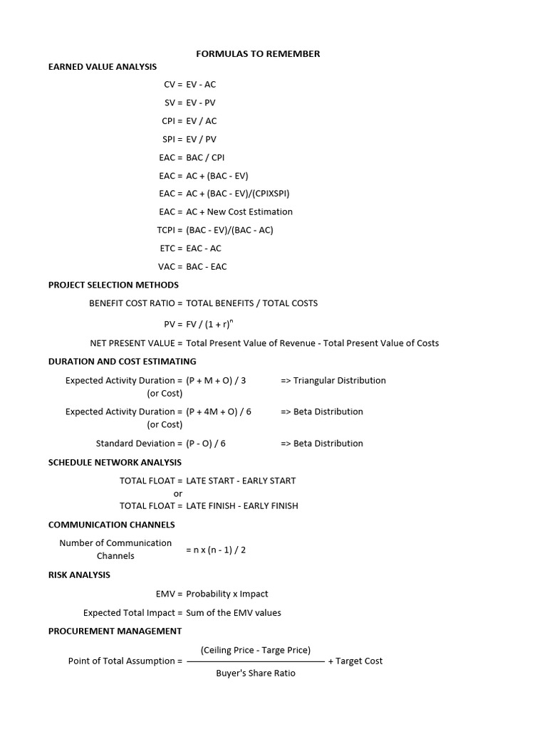 00+ +Formulas+to+Remember | PDF