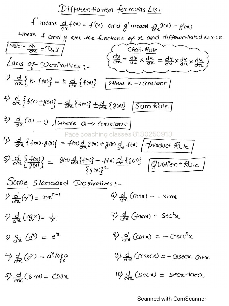 differentiation formula | PDF